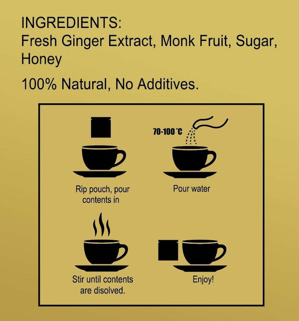Instant Ginger Tea With Monk Fruit (5 Tea Pouches) - GT - GoTo Tea by ...