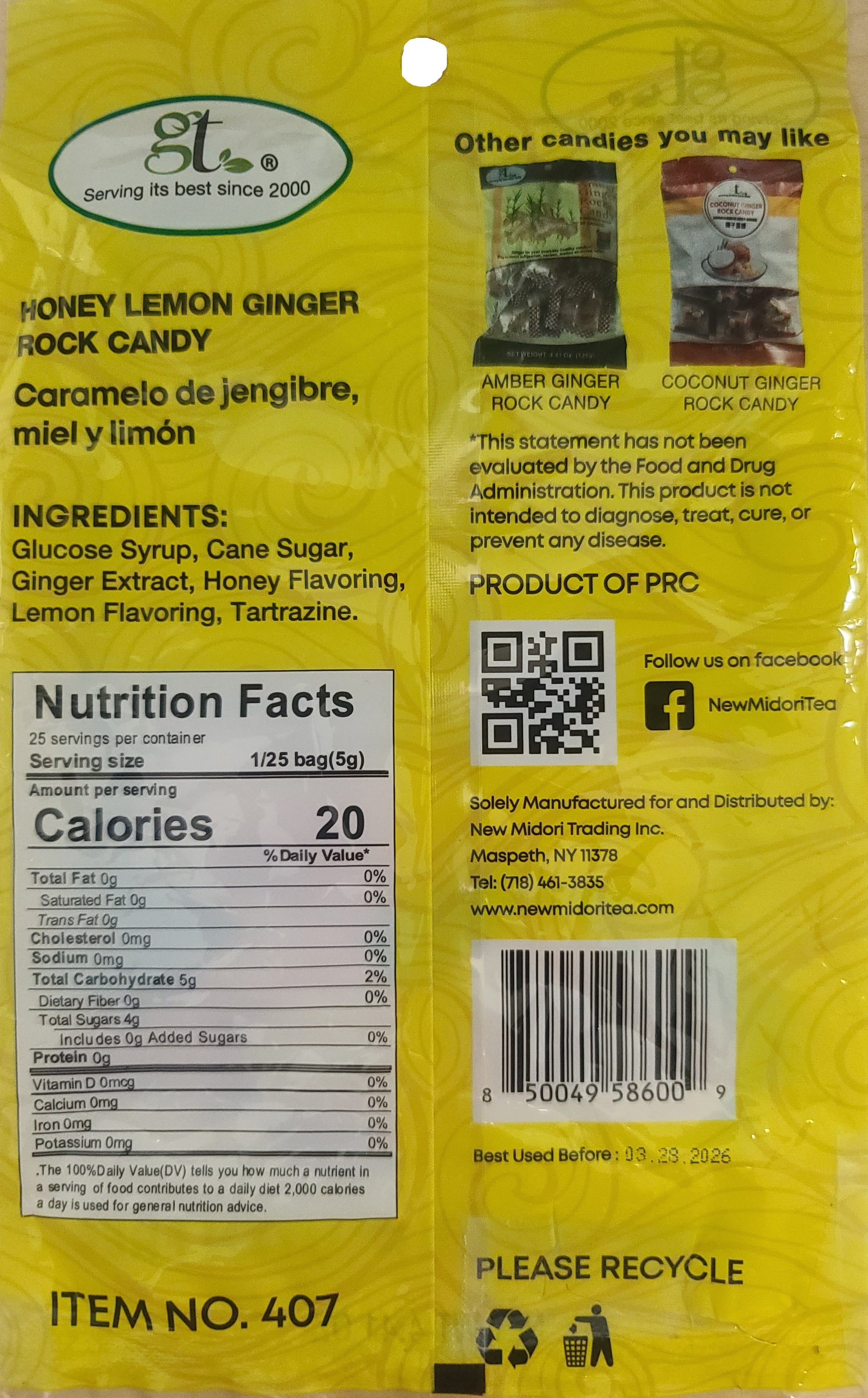 Honey Lemon Ginger Rock Candy - GT - GoTo Tea by New Midori Trading Inc.